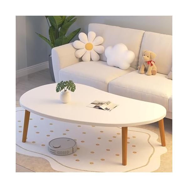 水滴の形 - ホワイトホワイト/80/H-1・Style:水滴の形 - ホワイト・商品仕様リビングテーブル サイズ：幅80cm×奥行40cm×高さ42cm。コンパクトなサイズでも十分なスペースを確保し、足を伸ばしてゆったりとした姿勢で座るこ...