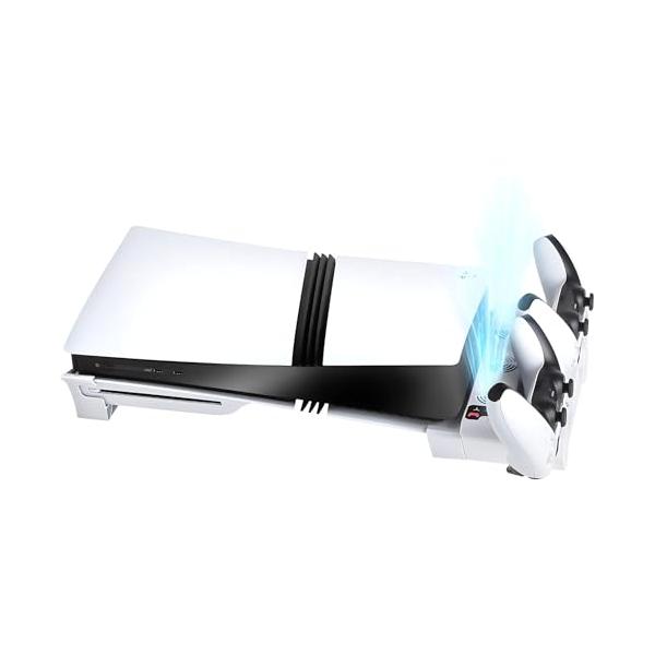 ホワイト/-/AT-PS5-001・3段階風力の強力冷却ファン搭載 PS5 Pro本体の過熱を防ぐトリプルファン内蔵。小・中・大の3段階風力（最大約7000RPM）で冷却パワーを調整可能。長時間のゲームプレイでも安定したパフォーマンスをキー...