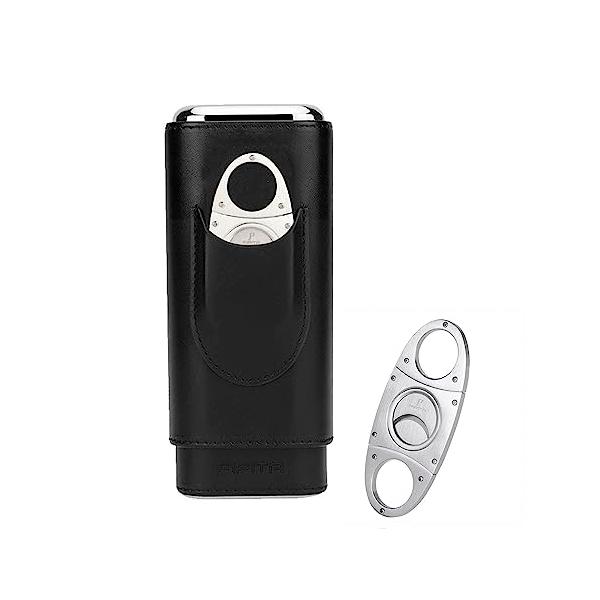 クラシックBlack/-/058・クラシックデザイン - エレガントなレザー デザイン、高品質のPU レザー 葉巻 ヒュミドール・持ち運びが簡単シガー ケース - 旅行、レストラン、会議、ゴルフに持って行くのに最適です 葉巻は含まれません。...