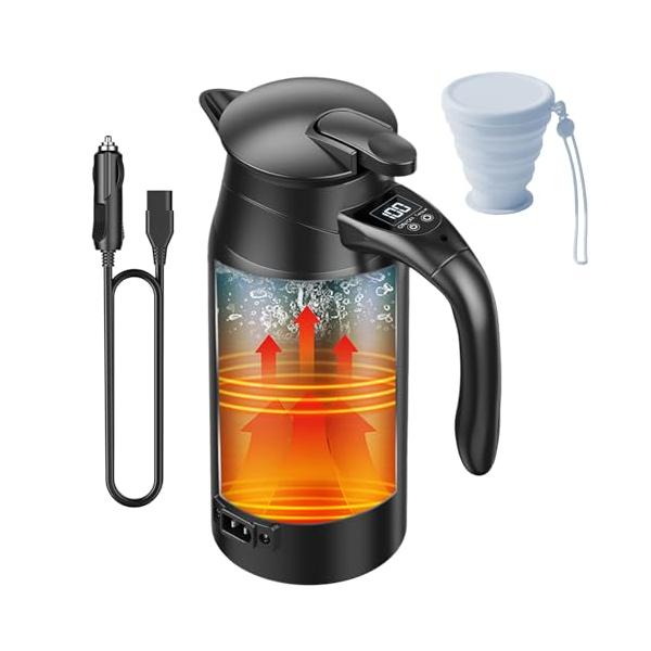 車載電気ケトル/0.8 L/YHHT-Carkettle-LY800・Color:車載電気ケトル・??たっぷり800ml家族でのお出かけにも最適大容量800mlの電気ポットは、家族旅行や長距離ドライブ、アウトドア、車中泊など、さまざまなシー...