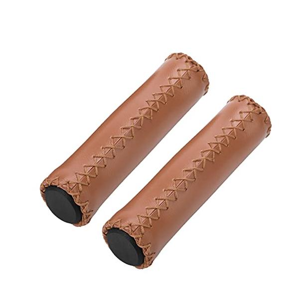 ブラウン/12.8cm×3cm/-・パッケージ個数:1・優れた耐久性と快適性このバイク用ハンドルグリップは、柔らかいスポンジパディングとPU（ポリウレタン）カバーで構成されており、耐久性に優れた設計になっています。長時間のライディングでも快...