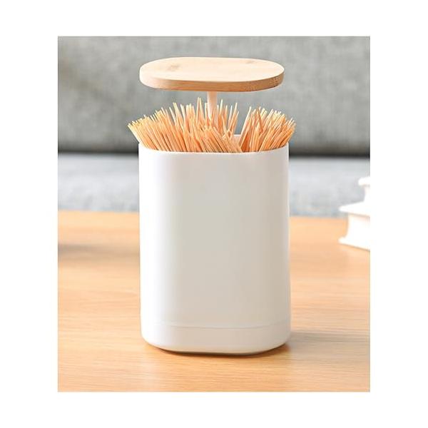 ローズメタル/-/20250323-01・?ワンタッチで便利＆衛生的?押すだけでスッと取り出せる自動式つまようじ入れ。ポップアップ式でフタがしっかり閉まり、ホコリや汚れから爪楊枝や綿棒を守ります。コンパクトサイズでキッチン、ダイニング、洗面...