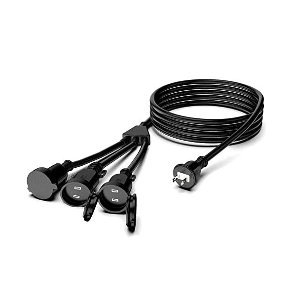 -/3m-3分配/JET5812-12009-1001A・Size:3m-3分配・製品仕様VCTF2*1.25mm2、15A/125V、合計1000Wまで。コード長：3m　コンセント:3分配延長コード。 防雨型コネクタ（キャップ付き）。・コ...