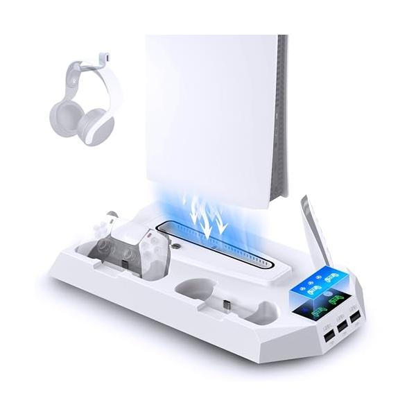 ホワイト/-/-・PS5 Pro/PS5/PS5 Slim機種対応この多機能冷却 充電スタンド はPS5 Pro/PS5/PS5 Slim対応にできます。このps5 縦置きスタンド は、PS5 Pro/PS5 Slim/PPS5 通常版とデ...