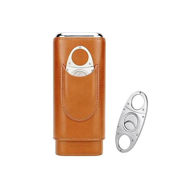 クラシック。Brown/-/058・Color:Brown・クラシックデザイン - エレガントなレザー デザイン、高品質のPU レザー 葉巻 ヒュミドール・持ち運びが簡単シガー ケース - 旅行、レストラン、会議、ゴルフに持って行くのに最適...