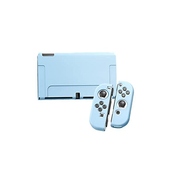 ライトブルー/-/-・Color:ライトブルー・対応機種：任天堂Nintendo Switch ニンテンドー スイッチ有機ELモデル・柔軟性と頑丈さを兼ね備えているTPUゴムで作られており、本体を全面カバーでき、衝撃や傷、汚れなどからしっか...