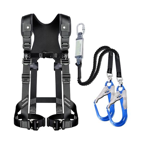 フルボディハーネスブラック/-/-・Style:フルボディハーネス・落下防止用器具の新規格：調節可能な伸縮式スライドが付いており、肩は人間工学の設計に用いられ、肩と背中に調節ボタンを設置し、大きさを調節するために用いられる。足は水平設計を採...