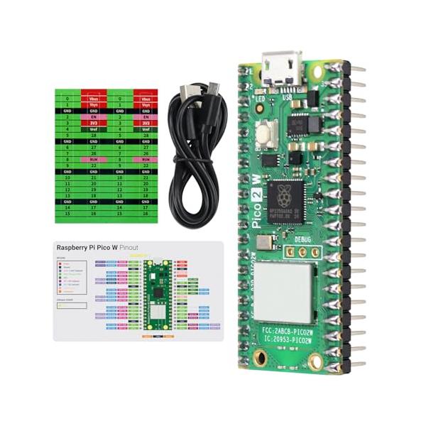 Raspberry Pi Pico 2 W/-/FNK0065E・Color:Raspberry Pi Pico 2 W・最新版：高いコアクロック速度、メモリが倍、より強力なArmコア、オプションのRISC-Vコア（1シリーズに比べて）（こ...