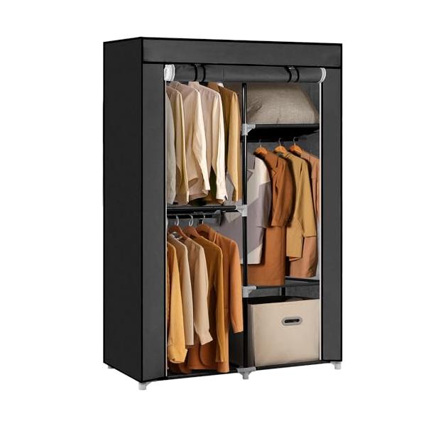 ブラック/幅 88×奥行44×高さ165cm/yigui-01・Color:ブラック・抜群の収納力 クローゼット幅88×奥行44×高さ165cm；豊富な収納スペースがあり、衣類はもちろん、箱物などをまるごと収納出来可能です。部屋に収衣類はも...