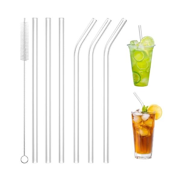 玻璃/-/518・パッケージ個数:1・ストローと清掃ブラシの長さは20センチメートルで、ストローはガラス製です。子供から大人まで、安心してご使用いただけます・ストレートストロー3本と曲がったストロー3本のセットグラスの形状やお好みに合わせて...