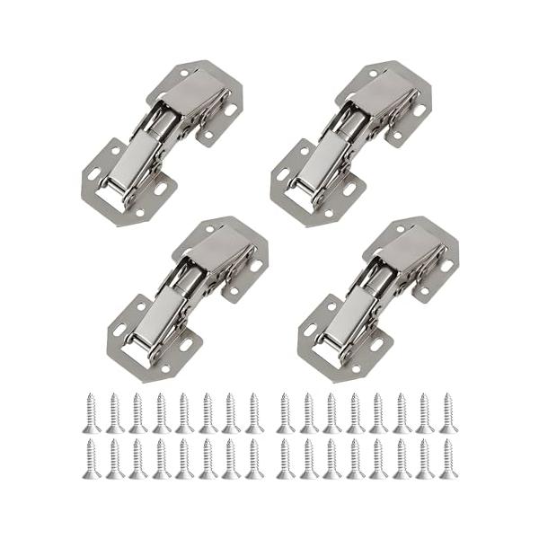 4個セット/-/Y1・Color:4個セット・商品の仕様ヒンジ×4、ネジ×32、色はシルバー。サイズは約7.7cm（長さ）×3.2cm（幅）、重量は31gです。・製品素材隠しヒンジは冷間圧延鋼板を使用し、精密に研磨され、表面は滑らかで丸みを...