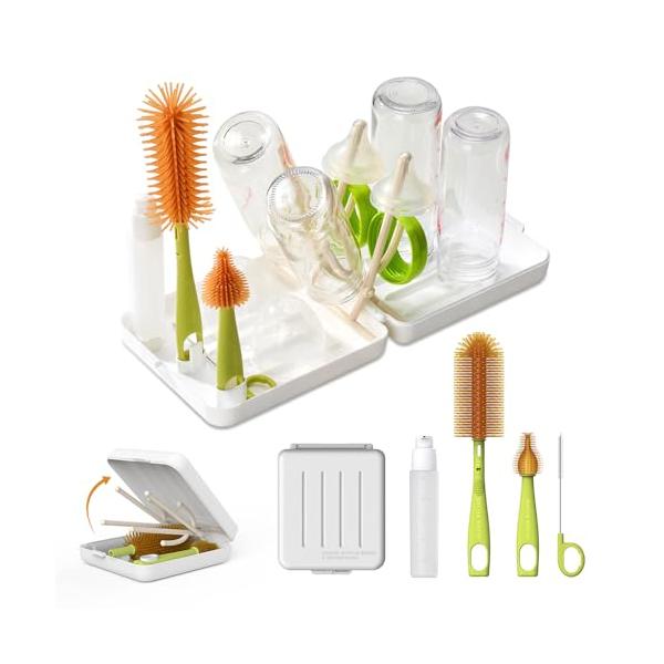 ホワイト/標準サイズL/JP9・Color:ホワイト・VOGOGE 6 イン 1 トラベルボトルブラシセットには、ボトルブラシ、乳首ブラシ、ストローブラシ、石鹸ディスペンサー、ボトル乾燥ラック及び収納ボックスが含まれています。これは洗浄と乾...