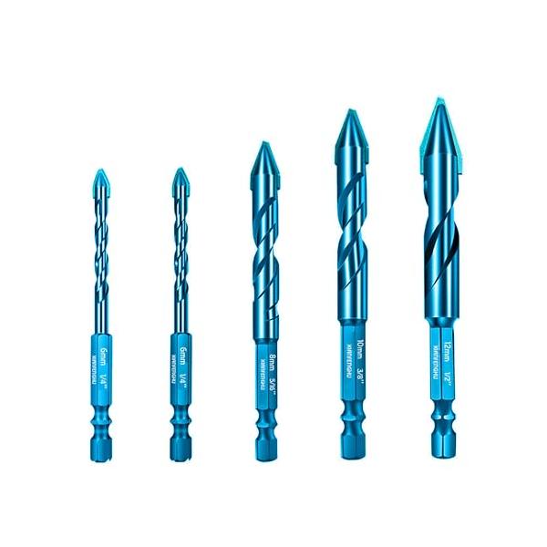 -/ブルー/eccentric 5pcs・Size:ブルー・超硬合金M35偏心ドリルビット刃先は高速度鋼M35で作られ、硬化され、完全に研磨され、ほぞビットをより鋭くします。穴を開けるスピードが速くて、靭性が高くて、耐久性が磨耗に抵抗して、...