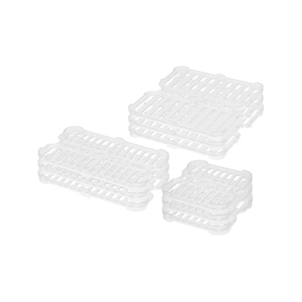 透明/14.5/水切りトレイ9P/SET・食材から出る水分が直接触れず鮮度をキープ・野菜、肉、魚など様々な食材に使用可能・衛生的で清潔な食品保存に最適なデザイン