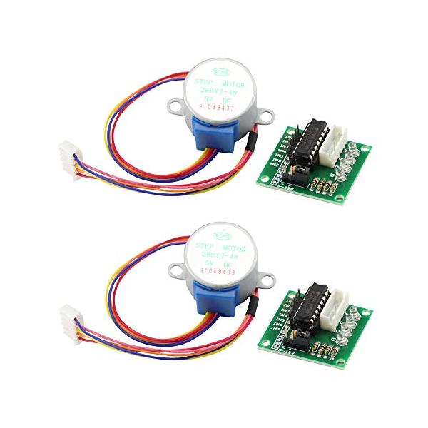 パッケージ個数:2・A、B、C、D　4相LED、ステッピングモータ作業のステータスを示します。・ドライブモジュール基板サイズ：3.2cm*3.5cm。直径:28mm。・ULN2003対応ステッピングモータドライバボード。・5ライン4フェーズ...