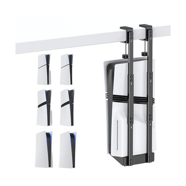 黒/-/-・パッケージ個数:1・PS5 Pro/PS5 Slim/旧型PS5対応PS5デスク下ホルダーは、PS5 Pro/ 新型PS5 Slim/ 初期型PS5通常版とデジタル版に対応しています。PS5本体は別売り。・高さ調整可能 PS5縦...