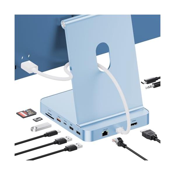 ブルー/-/BD182C-B・Color:ブルー・11-in-1多機能 iMac USB-C ハブこのUSB-CハブはiMac 24 inch 2021/2023/2024用にカスタム設計されており、iMac ドックスタンドと iMac ハ...
