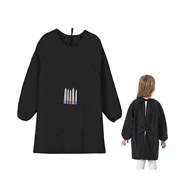 designブラック/L/-・Size:L・サイズL、バスト：95cm、着丈：70cm、袖丈：56cm、身長参考：120~145cm、対象年齢：8~12歳.・防水ポリエステル材料を採用し、汚れに強くしわになりにくい長袖エプロンです。防水や防...