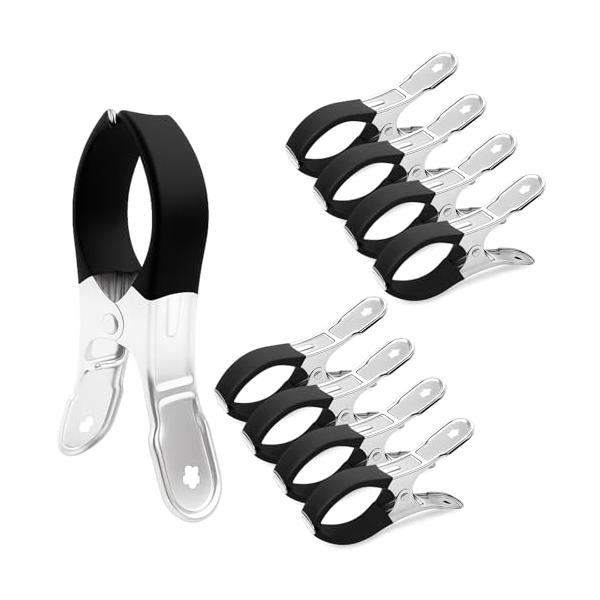 ブラック/普通/LF308-9・Color:ブラック・?直径12cmの大口サイズ洗濯ばさみ6個セット洗濯バサミ ステンレス全長約12cm、持ち手幅約6.5cm、最大開口部約7cm。コートやデニム等の重たい衣類でもしっかりと挟んで干すことがで...