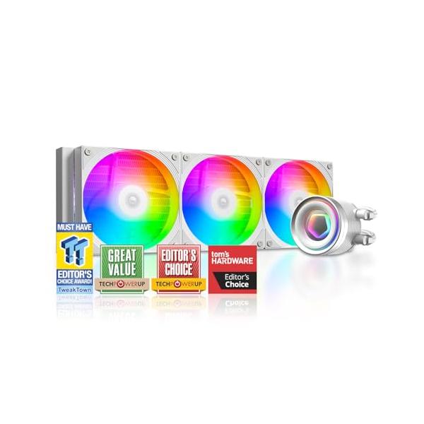 FX360 INF WHITE-/360mm/FX360 INF WHITE・プレミアムAIOクーラー360mmラジエーターと3つの静音ファンを搭載したプレミアムCPU液体クーラーで、ゲーミングおよび高性能コンピュータシステム向けに最適です...