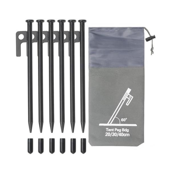 鍛造ブラック/ブラック-20 cm 6個入/Sp-6pcs・Size:ブラック-20 cm 6個入・素材: 高強度スチール製の鍛造ペグで、優れた耐久性と強度を実現・セット内容: 使いやすい6本セットで、テントやタープの確実な設営が可能・用途...