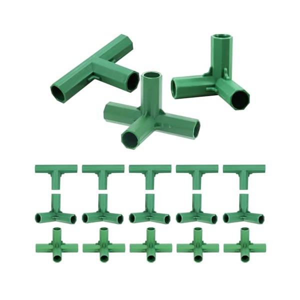 チューブ18個セット（3種類、各種6個入り）/-/-・Color:18個セット（3種類、各種6個入り）・パッケージ個数:1・商品仕様素材：プラスチック、カラー：グリーン、サイズ：直径16mmのパイプや植物用支柱に対応、数量：18個セット（3...