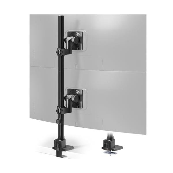 ブラック/大型/AC80-20P・安定感抜群：高耐久設計により、2画面最大57インチ、27kgまでのモニターをしっかりと支えることができます；強化されたベースは安定性を高め、デスクとモニターの両方をしっかり保護します；どんな環境でも安心して...
