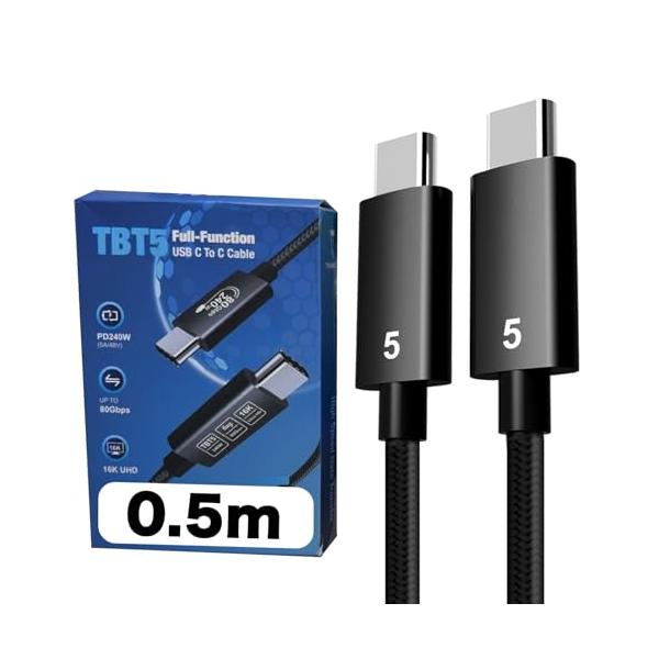 -/0.5m/-・Size:0.5m・ThunderBolt5準拠のケーブルをThuberbolt4の価格で取り扱い開始いたしました。Intel認定にはコストもライセンスも発生するためコスト重視で非認定ですが、Thunderbolt5の基準...
