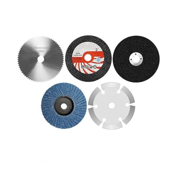 多機能アングルグラインダーブレードセット：直径75mmのブレード5枚が含まれており、様々な用途に対応します。・高品質合金鋼製：特殊熱処理プロセスを経て作られ、高い硬度と耐摩耗性を誇ります。・安定した効率的な切断：金属、石材、木材など幅広い用...