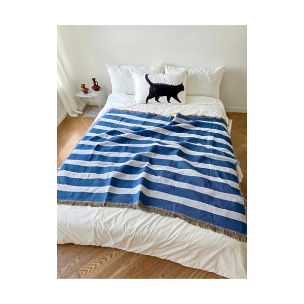 ネイビー/130X160cm/1・デザイン 海風スタイルをイメージした、爽やかでリラックスできるデザイン。 ネイビーブルーのストライプが、海や空を連想させます。・人気のネイティブアメリカンデザインのオルテガシリーズ・特徴 洗濯しても色落ちし...