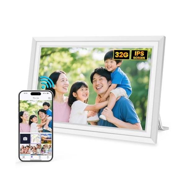 ホワイト/-/114KZ・Color:ホワイト・10.1インチ &amp; Wi-Fiデジタルフォトフレーム：1280×800の高解像度と16:9のワイドスクリーン比、178°の広視野角を備え、どの角度からでもくっきりとした鮮やかな写真をお...