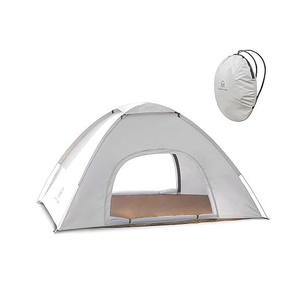 アイボリー/M/sl-zp150・Color:アイボリー・ホップアップ式＆簡単設営この1~2人用のテントは、持ち運びに便利なコンパクトなサイズで、アウトドアやキャンプに最適なアイテムです。設営も非常に簡単で、初心者の方でも迷うことなく、たっ...