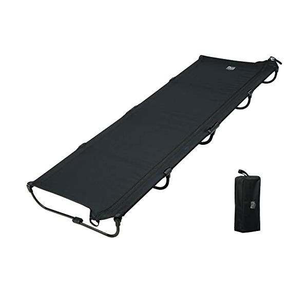 折りたたみブラック/Medium/キャンプベッド・Color:ブラック・→特許取得済み一体式構造組み立て不要、付属品なしのキャンプベッドは、特許取得済みの一体式構造を採用し、初心者でも非力でも20秒以内に設置撤収可能です。一度使ったら、もう...