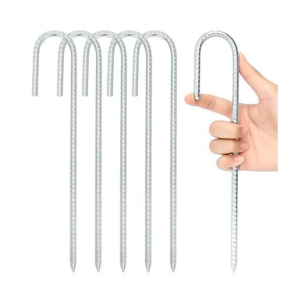 J型シルバー/J型/JPG3-23-0039・Size:J型・高強度30cm金属杭で確実固定高品質ねじ鋼製のJ型止めピン ロープ止め金具（長さ30cm）は、硬度と靭性を両立。鍛造ペグならではの高強度でテントやタープの固定金具として最適。破損...