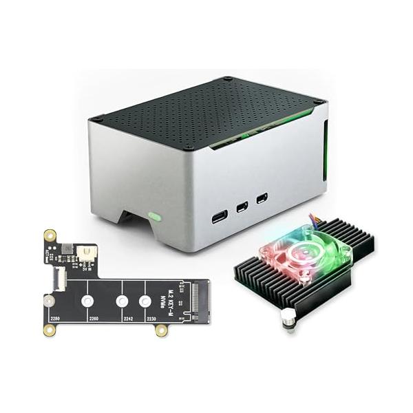 1. シルバー。/-/-・Raspberry Pi 5用アルミニウムケースUSB/イーサネットの場所が異なるため、Pi 4には対応していません。・大型タワーヒートシンクと温度制御PWM速度制御ファンを備えたアクティブCPU冷却システム。・*...