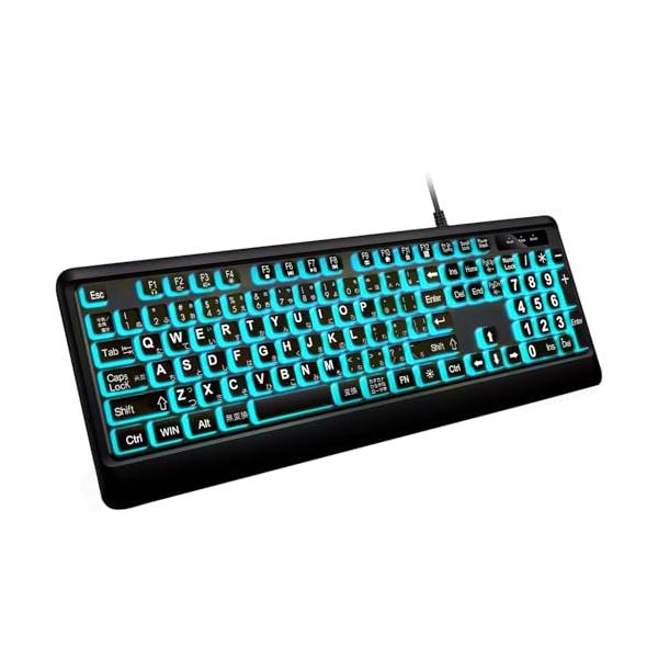 コンテンポラリーブラック/特大/JK101・Color:ブラックSize:特大・パッケージ個数:1・大きめの文字のキーボード- 大型のキーにはかすかな隙間があり、大きめの文字がプリントされているので、タイピングミスをしにくくなります。高齢者...
