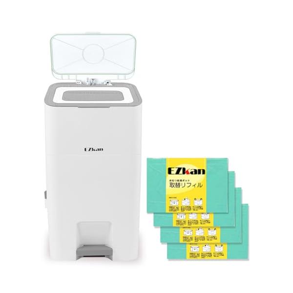 e. EZkan本体（ホワイト（グレー））+取替ロール3個付c. ホワイト（グレー）/本体＋取替ロール3個/ezkan・Color:c. ホワイト（グレー）Size:本体＋取替ロール3個・パッケージ個数:1・臭い・菌を99％カット子育て中の...