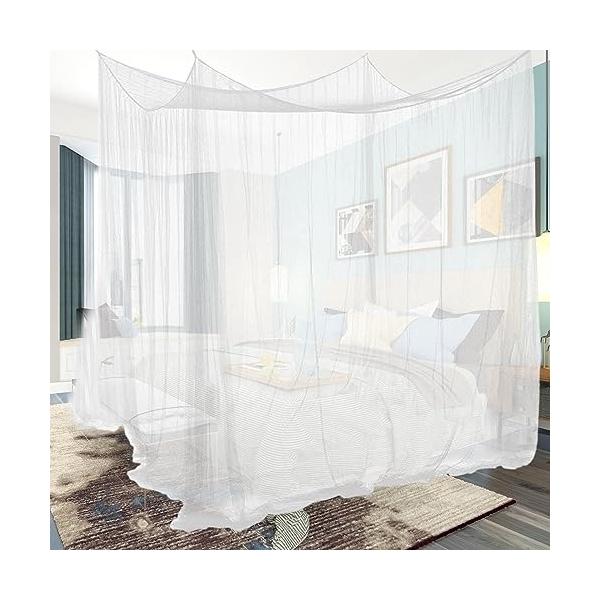 ホワイト/190 x 210 x 240 cm/301-11898・高品質の素材蚊帳は高品質のポリエステル製で、生地はしっかりと織られており、通気性に優れています。小さなメッシュデザインにより優れた保護がされ、小さな蚊も侵入できず、刺されや...