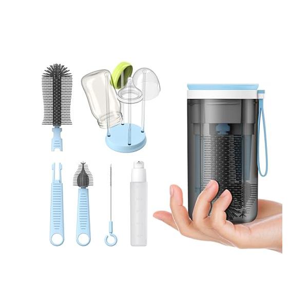 ブルー/-/M1・Color:ブルー・旅行用哺乳瓶ブラシセットには、シリコンブラシ、乳首用ブラシ、ストローブラシの3種類が含まれています。ブラシの毛はシリコン製で、スポンジやナイロン製のブラシのように汚れがたまりにくく、清潔を保ちやすく耐久...