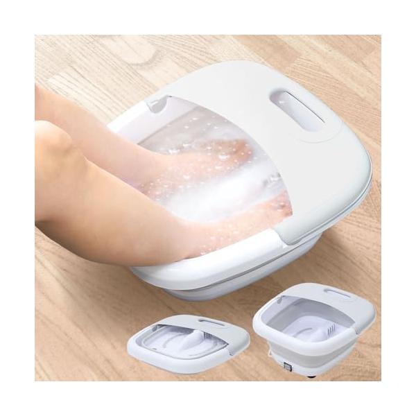 White/1台/MA-H001・Size:1台・パッケージ個数:1・お湯を用意するだけで自宅で簡単に足湯を楽しむことができる折りたたみ式 フットバスヒーターをONにすれば40℃で保温を行い、快適な温度でリラックス。夏場や身体を冷やしたいと...