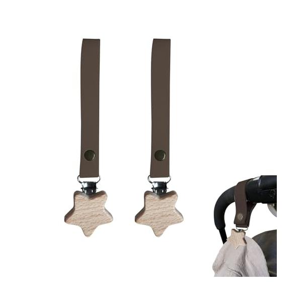 茶色*2/-/-・Color:茶色*2・商品仕様素材: PUレザー + 天然木材、セット内容：２本入り、サイズ：ベルト長さ125ｍｍ、カラー：生成色、アンズ、茶色・外出に便利軽くて外出に便利です。いつでもベビーカーに掛けて持ち運べるので、紛...