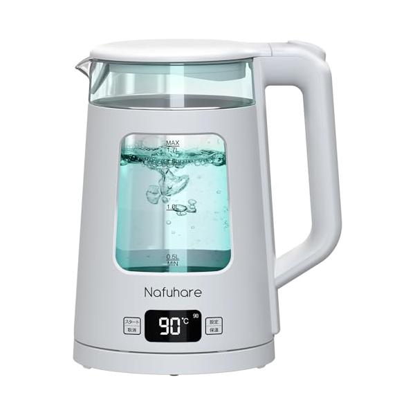 ホワイト/1.7L/-・Color:ホワイトSize:1.7L・5段階の温度設定40/60/80/90/100℃ごとにLEDライトが5色点灯します。温度が色でわかるガラス光る電気ケトル・温度表示がボディに革新的な機能を搭載温度が圧倒的に見や...