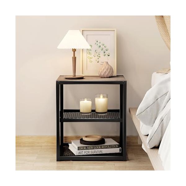 インダストリアルスタイル。ブラック/長さ40センチメートル×幅37センチメートル×高さ45センチメートル/-・商品?格尺寸:?40厘米×?37厘米×高45厘米 材?:?板:MDF 框架:?・ベッド横の小物がスッキリします.ベット横に置く棚が...