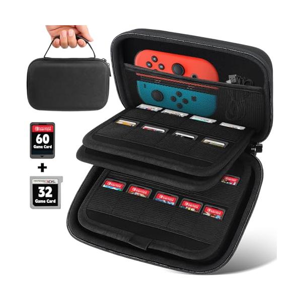 ブラックブラック/-/156JP-1・大容量，92枚収納3ds カセットケースは、Nintendo Switchゲーム60枚と3DS/DSゲーム32枚、計92枚のカートリッジをまとめて収納可能。二度と遊びたいゲームが見つからないと困ることは...
