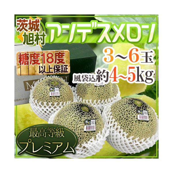 【発売日：2026年05月30日】【送料無料】最低糖度18度以上♪全果実光センサー選果でハズレなし！の甘さとおいしさ♪高級マスクメロンにも勝る甘さ！？徹底した品質管理で安心安全のJA茨城旭村の青肉メロン、等級《プレミアム》アンデスメロン！/...