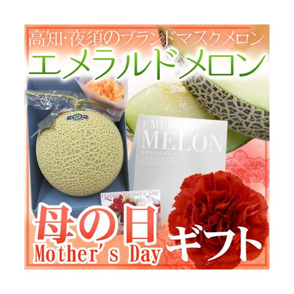 【発売日：2026年05月02日】【送料無料！】味に定評アリ！高知・夜須の【エメラルドメロン】と【カーネーション生花】の当店オリジナルセットです♪母の日限定ギフトラッピング♪マスクメロン/ブランドメロン/メロン/めろん/プレゼント/ギフト/...