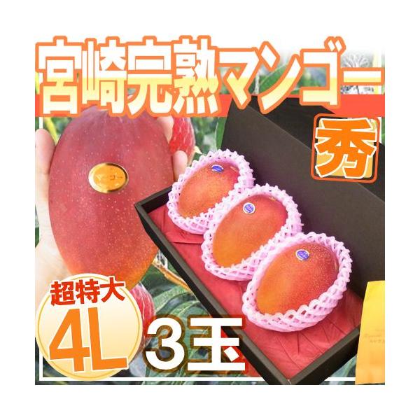 【発売日：2026年04月10日】【送料無料】迫力の超特大玉4Lサイズ！最高峰ブランド【宮崎完熟マンゴー】樹上完熟だからこそのとろけるような濃厚な甘さ！！！進物・贈答にも最適な化粧箱入りです♪/母の日/父の日/お中元/フルーツ/果物/爆買