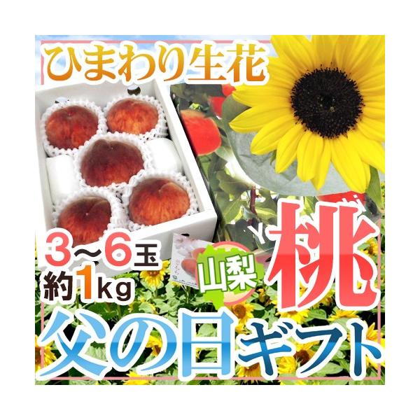【発売日：2026年06月16日】【送料無料】丁寧に育てられた山梨の桃とひまわり生花でお父さんに感謝を伝えるセット♪甘くて瑞々しい桃はきっと喜んでもらえるハズ！父の日/2021/プレゼント/ギフト/50代/60代/70代/80代/桃/もも/...