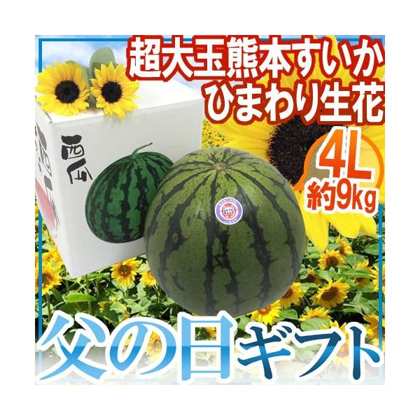 【発売日：2026年06月08日】【送料無料】ドでかいすいかでお父さんに感謝の気持ちを伝える特別ギフト！お父さんが持っても重い！？食べごたえ抜群のすいかとひまわりの生花セット！父の日/2021/プレゼント/ギフト/50代/60代/70代/8...