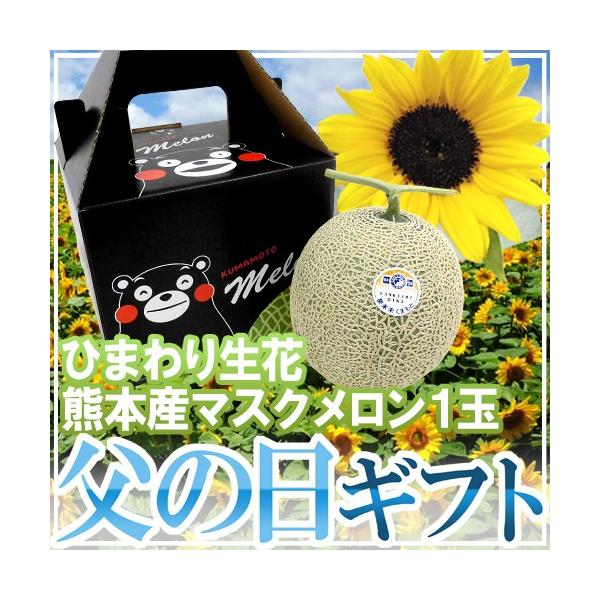 【発売日：2026年06月08日】【送料無料】温室で丁寧に栽培された【温室青肉メロン】の当店オリジナルギフトです♪父の日に最適！ひまわり生花とのセット♪人気のゆるキャラ「くまモン」化粧箱入り！父の日/2021/プレゼント/ギフト/50代/6...